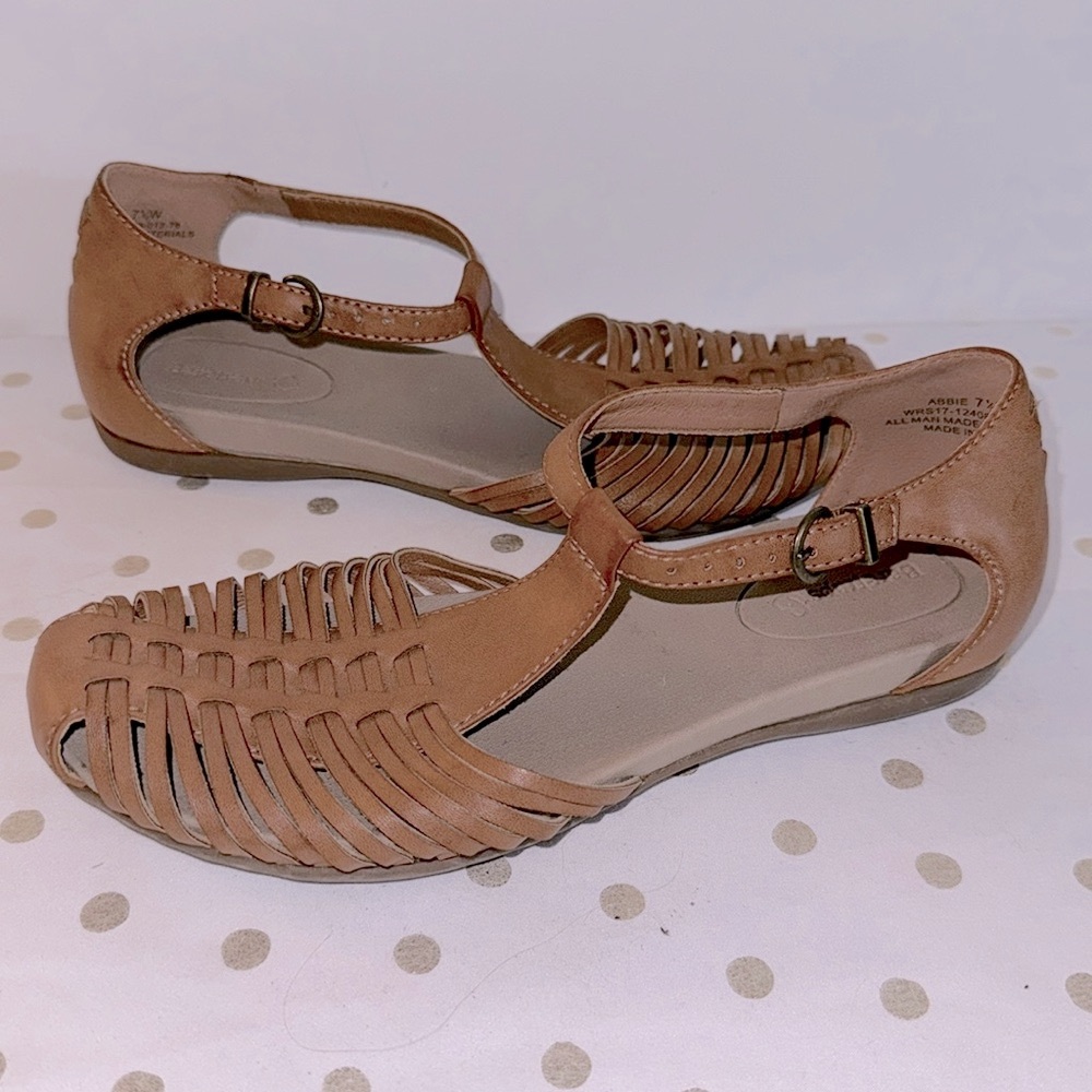 Baretraps Tan Natural Woven Leather Sandals - Gem